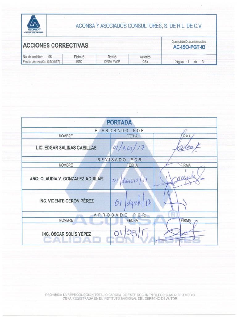 Ac-Iso-Pgt-03 Acciones Correctivas | PDF