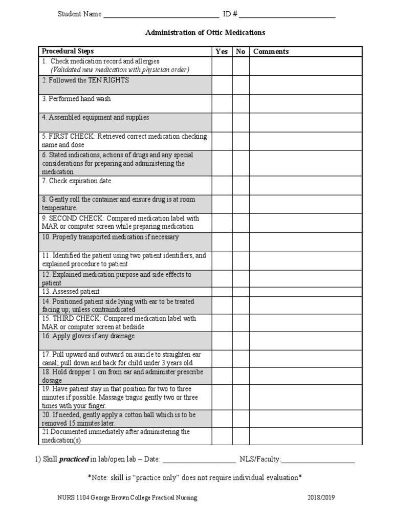 Skill Checklist - Ear Medication-1 | PDF