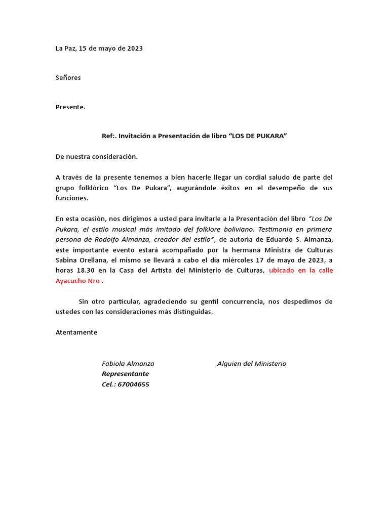 Invitacion Presentacion Libro | PDF