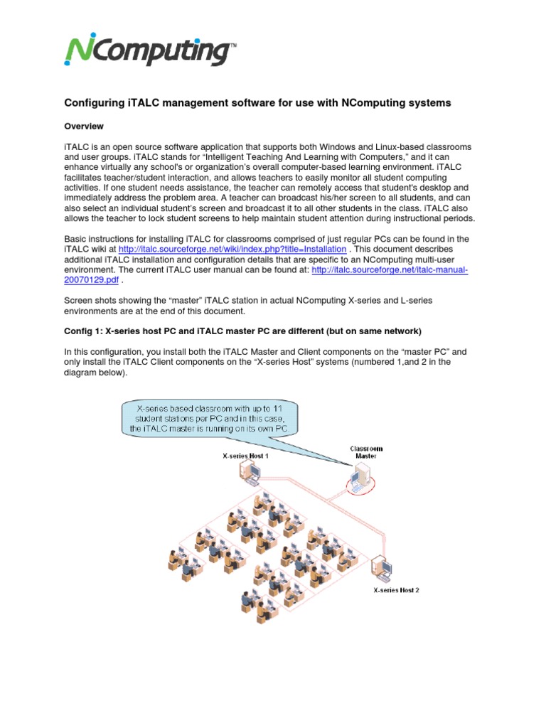 Configuring Italc Management Software For Use With Ncomputing Systems ...