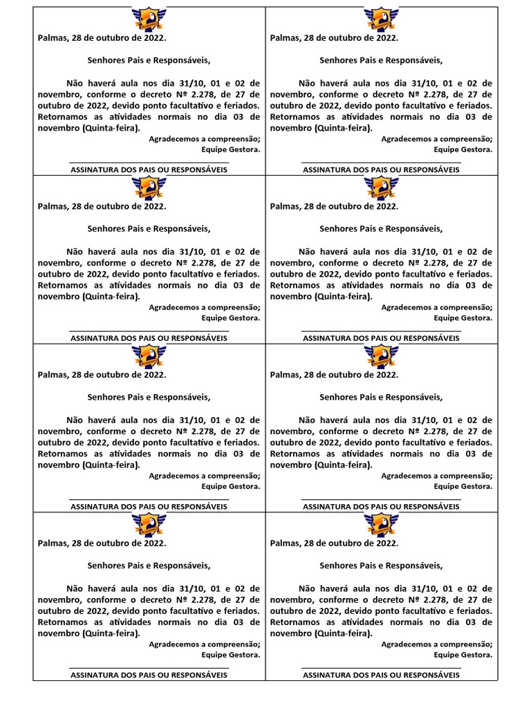 Bilhete Do Feriado | PDF