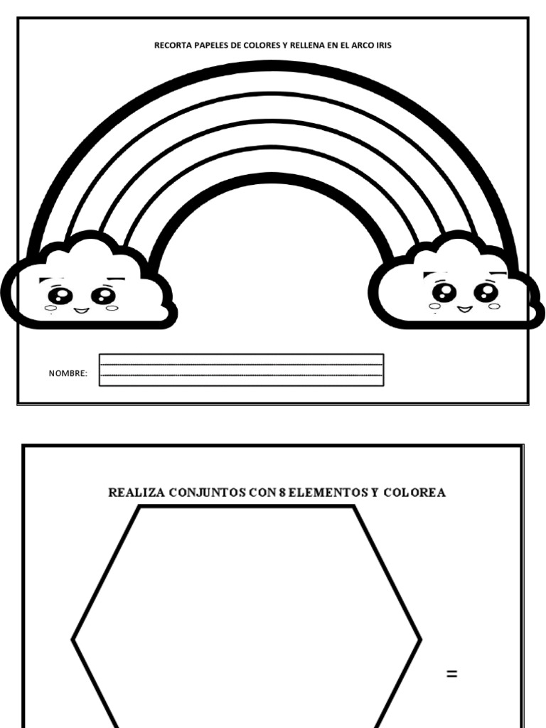 Recorta Papeles de Colores y Rellena en El Arco Iris | PDF