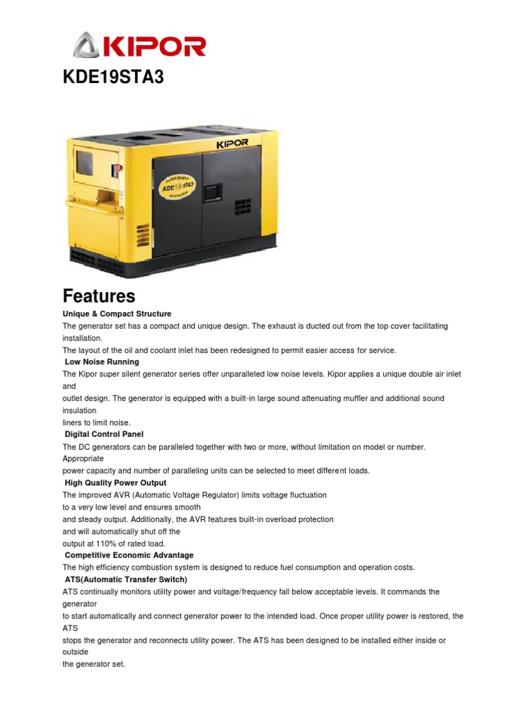 KDE19STA3 | PDF | Electric Generator | Mechanical Engineering