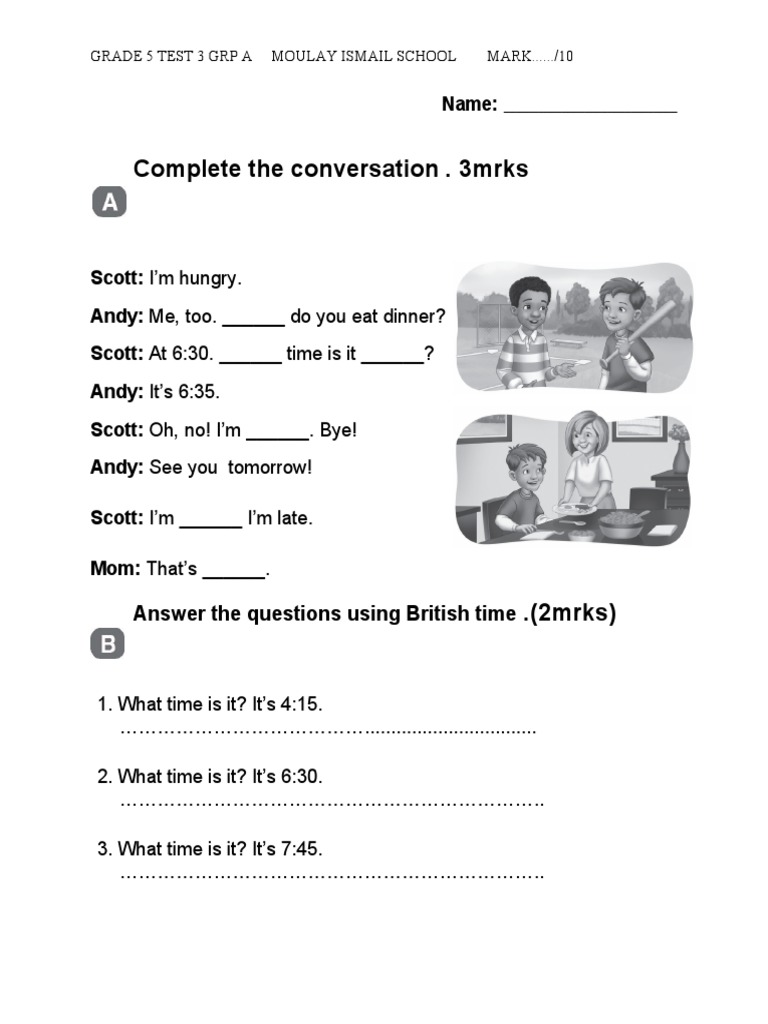 Grade 5 Test 3 GRP A | PDF