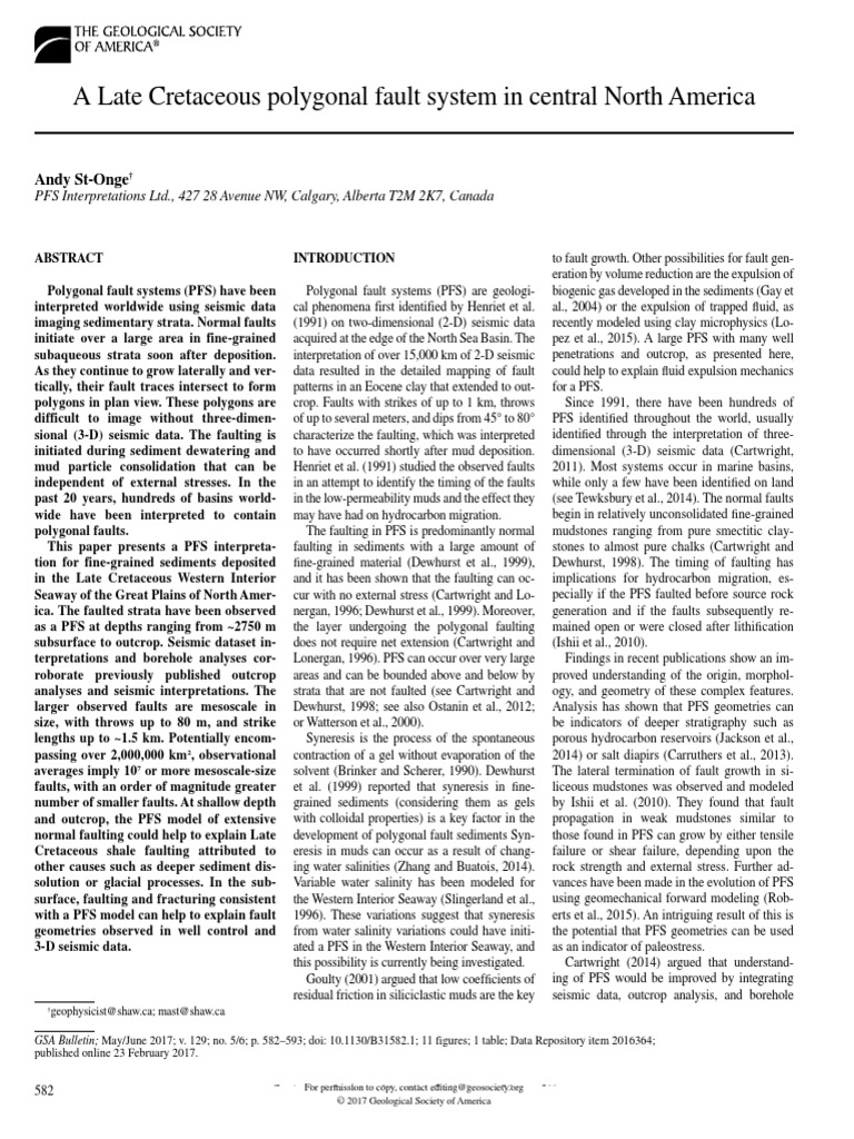 A Late Cretaceous Polygonal Fault System in Central North America | PDF ...
