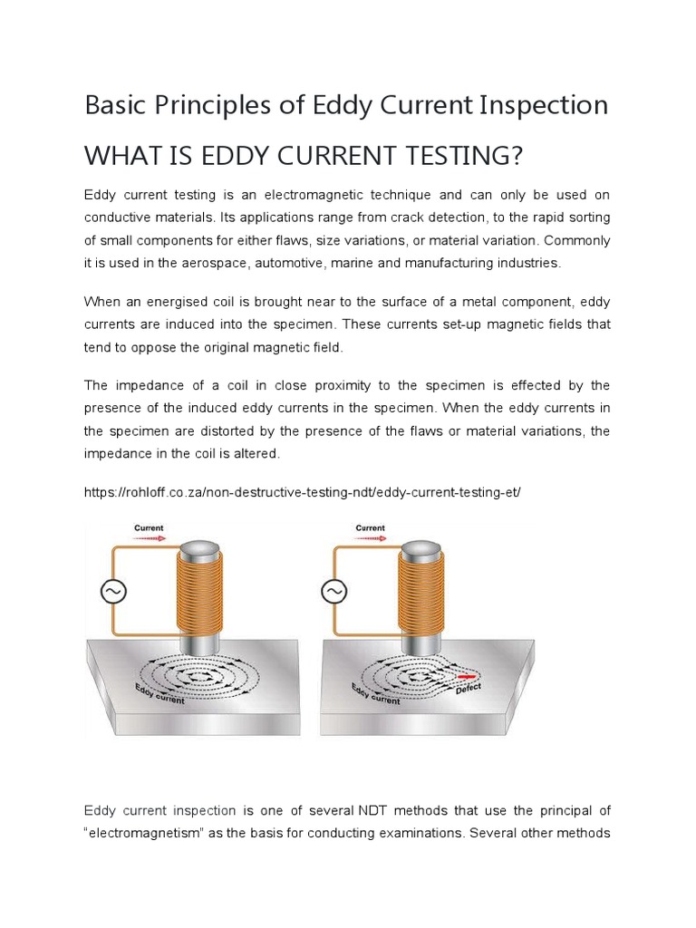 Basic Principles of Eddy Current Inspection | PDF | Inductor | Electromagnetic Induction