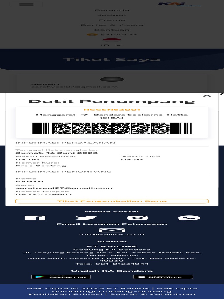 Tiket Saya Railink Reservation Web | PDF