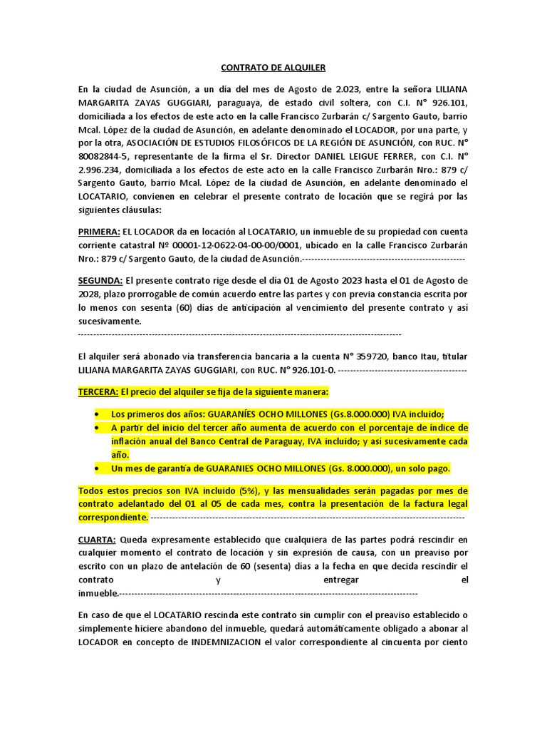 Contrato de Alquiler de Vivienda - Iruìn Propiedades SA | Descargar ...