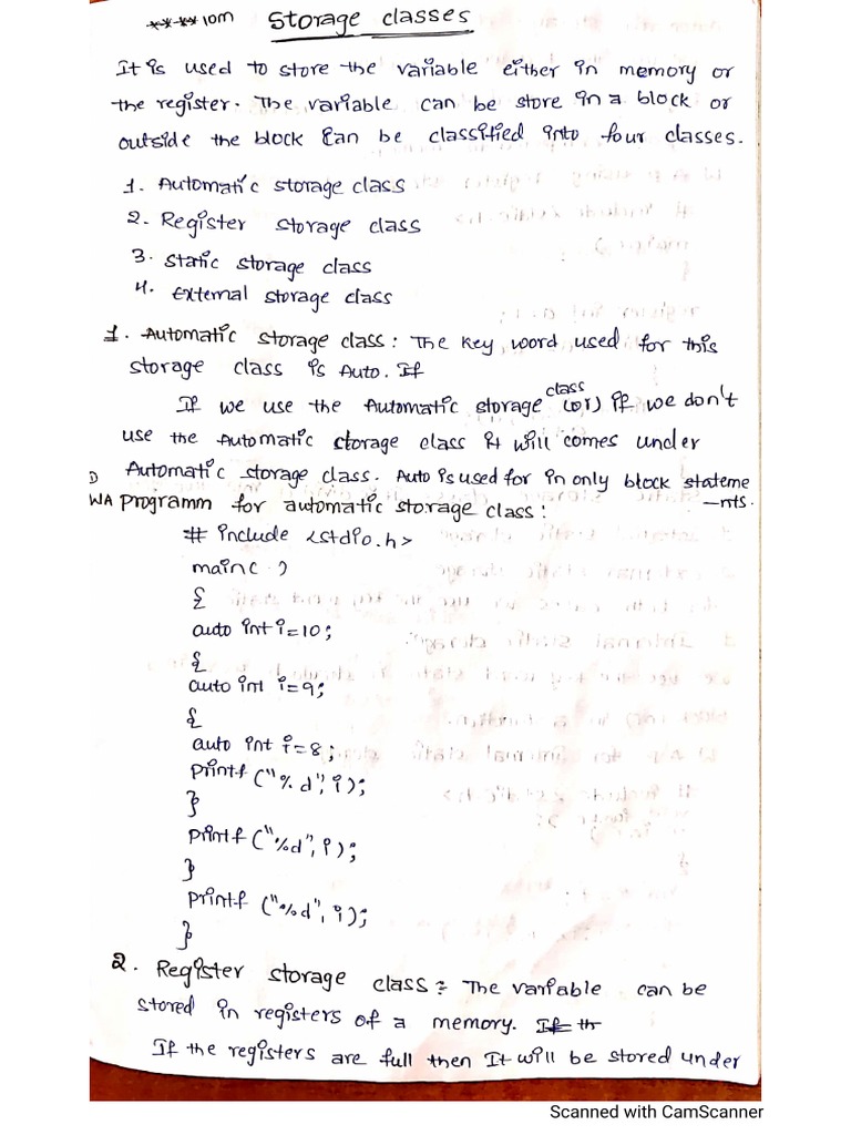 Storage Classes | PDF