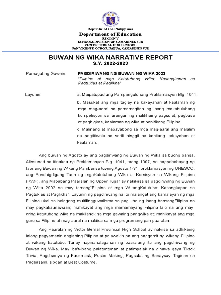 Buwan NG Wika Narrative Report | PDF