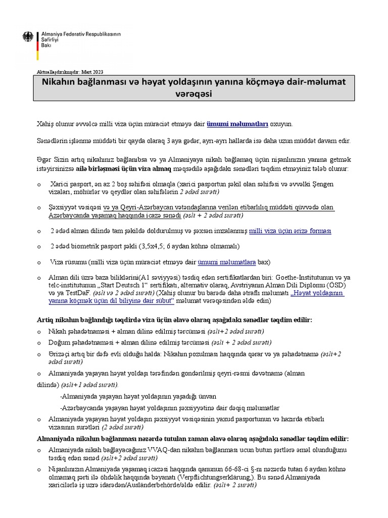 M D Ehegattennachzug Aze Data | PDF