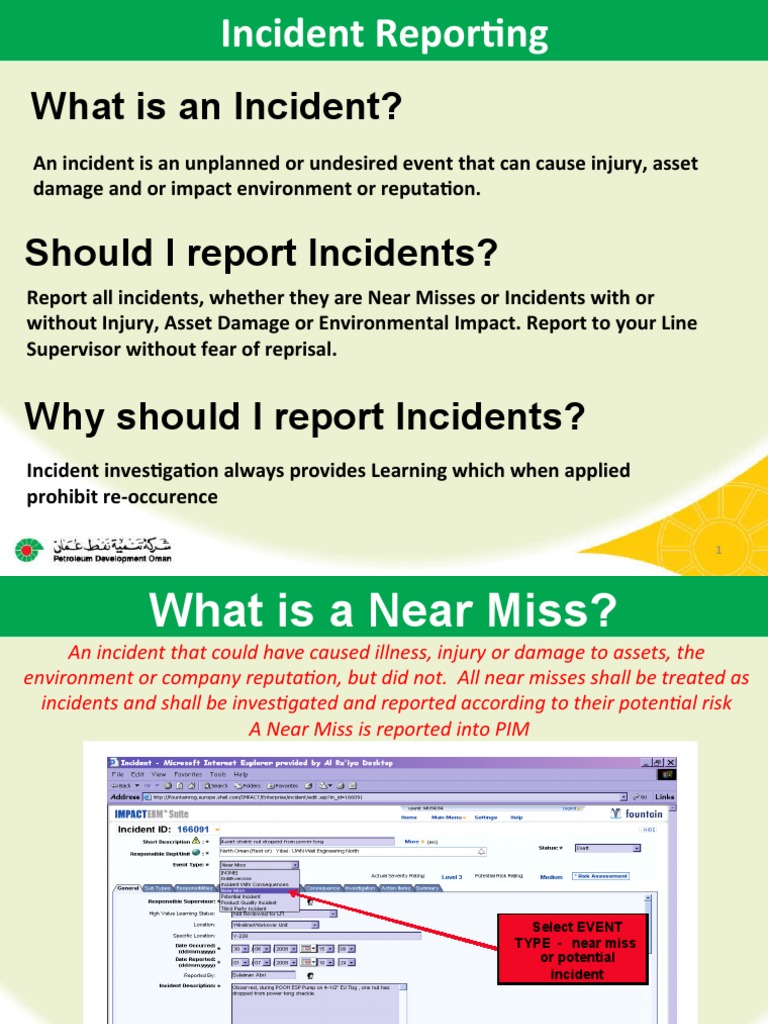 Reporting Incidents - Safety Day Slide | PDF
