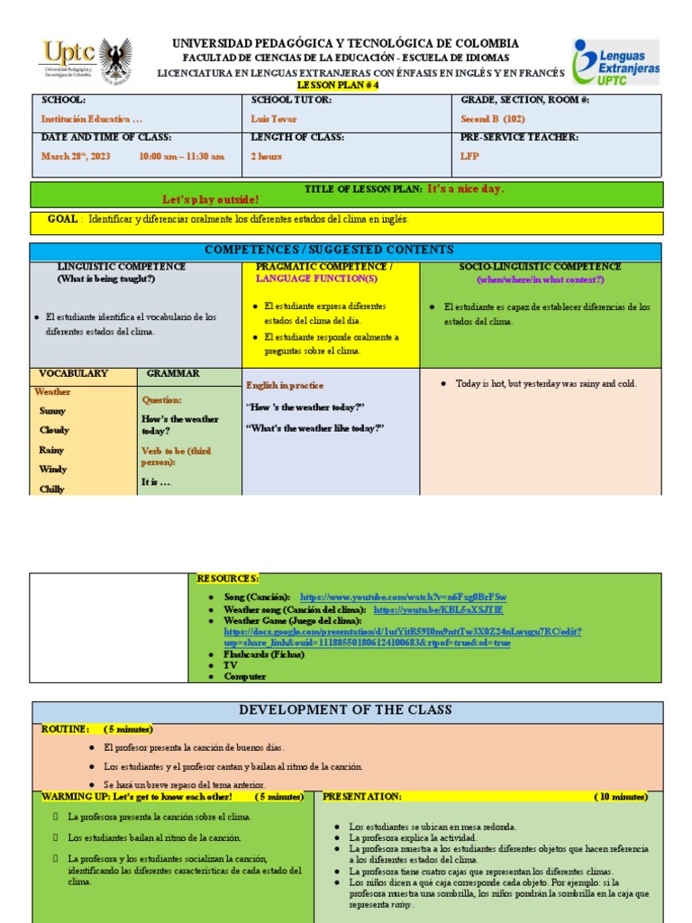 Lesson Plan 1 - March 21 ( Your Name ) | PDF