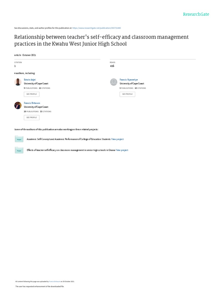 Edwin | PDF | Self Efficacy | Teachers