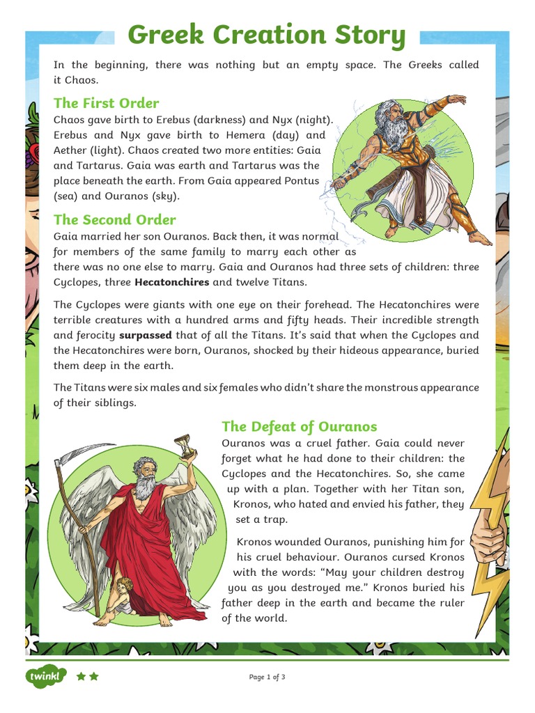 Cfe e 2550512 Greek Mythology Creation Story Differentiated Fact File ...