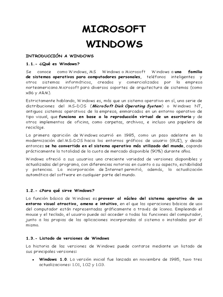 1 Computación Unidad I - Microsoft Windows | PDF | Microsoft Windows | Microsoft Office