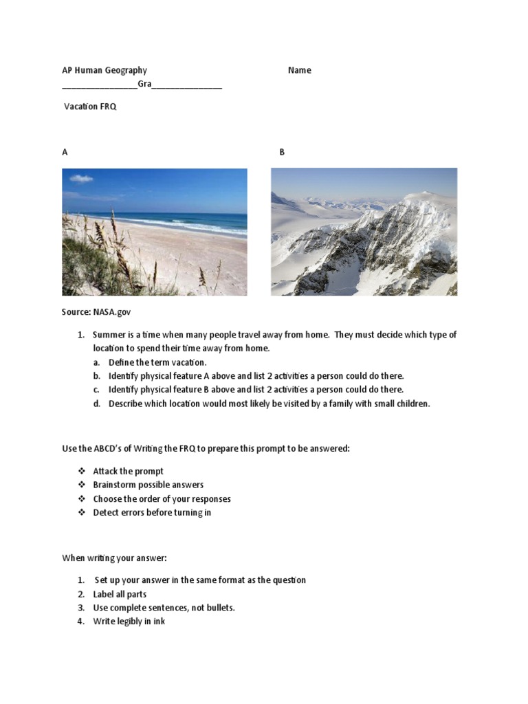 AP Human Geography Vacation FRQ Guide | PDF