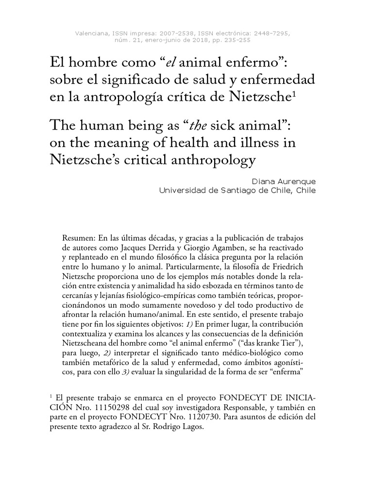 El Animal Enfermo | PDF | Friedrich Nietzsche | Humano