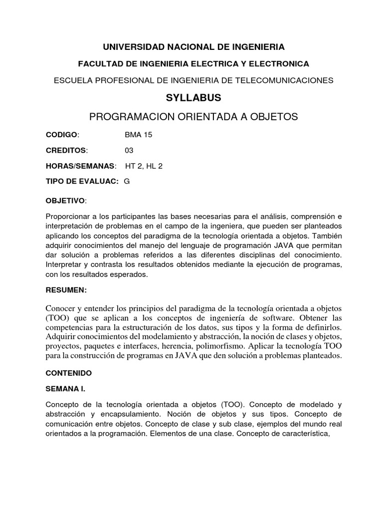 Bma15 Programacion Orientada A Objetos | PDF | Programación orientada a objetos | Objeto ...