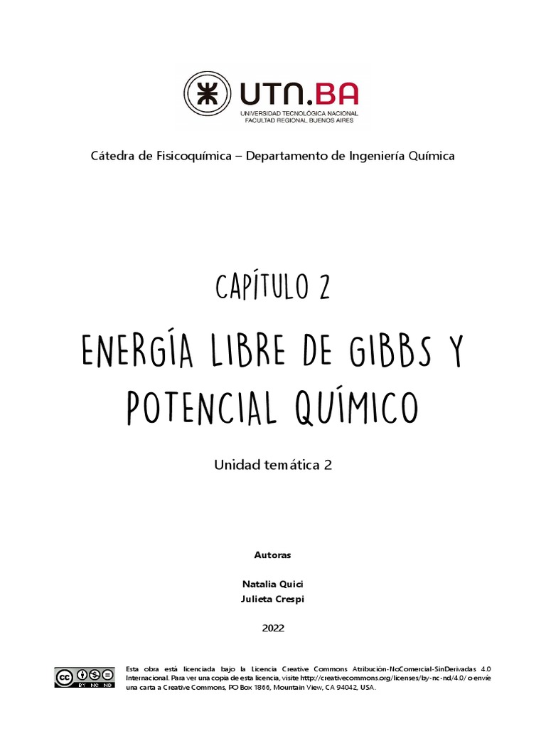 Cap 2 - Energía libre de Gibbs | PDF | Energía libre de Gibbs | Equilibrio químico