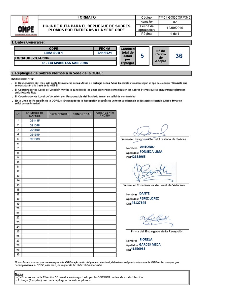 FM01 - GOECOR - RME - HR para El Repliegue de SP Por Entregas A La Sede ...