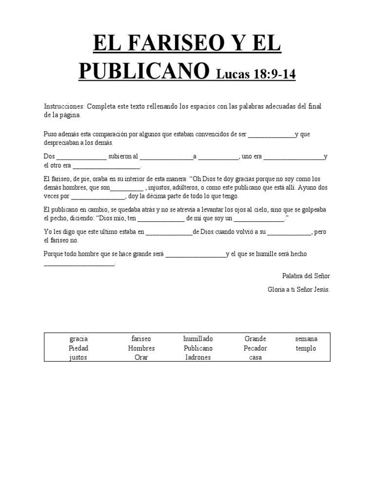 El Fariseo y El Publicano | PDF | Oración
