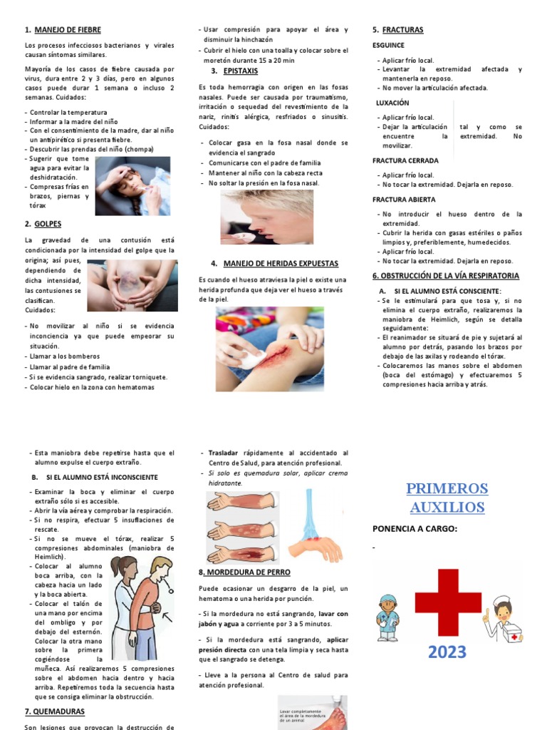 Triptico Primeros Auxilios Ok | PDF | Especialidades Medicas | Causas de la muerte