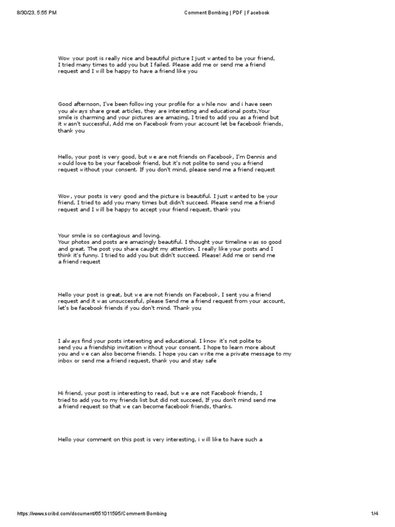 Comment Bombing - PDF - Facebook | PDF | Facebook