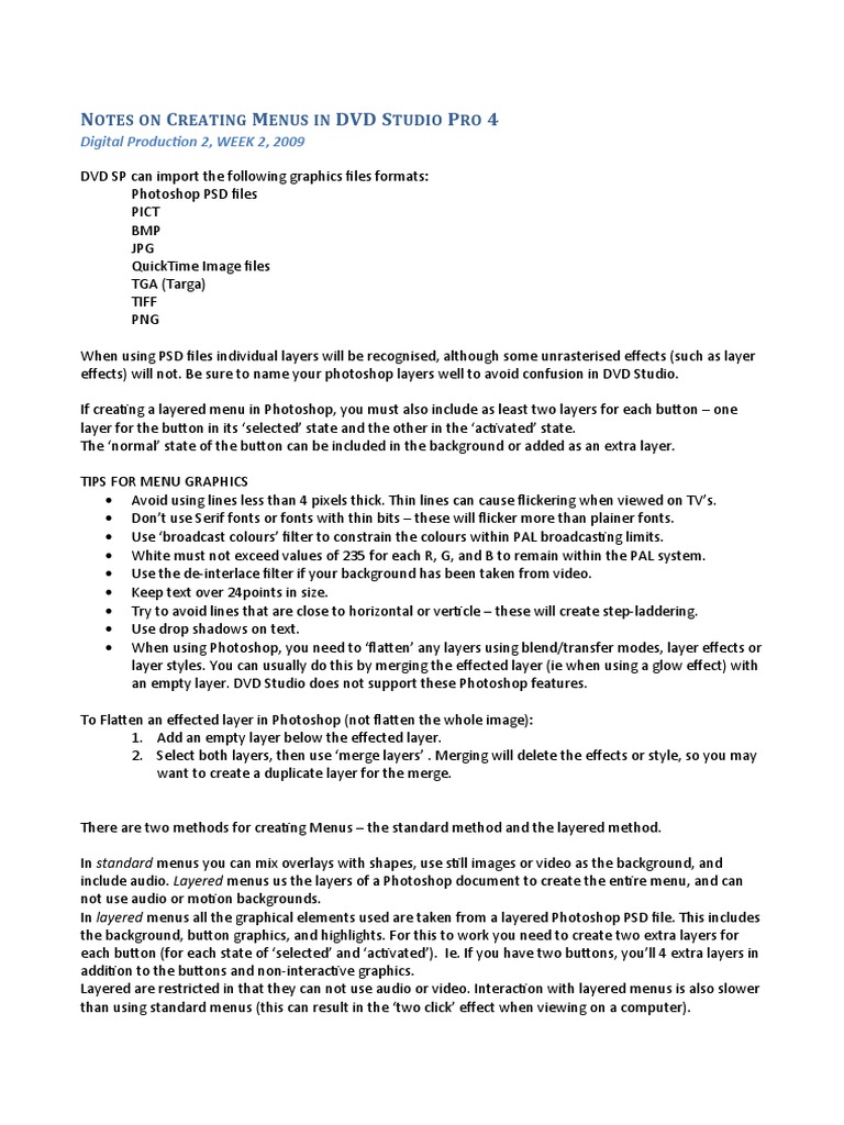 Notes On Creating Menus in DVD Studio Pro 4 | PDF | Adobe Photoshop ...