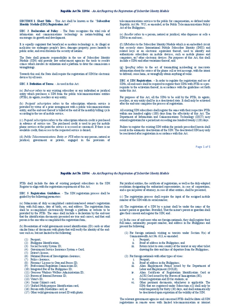 Word File - RA 11934 | PDF | Identity Document | Justice