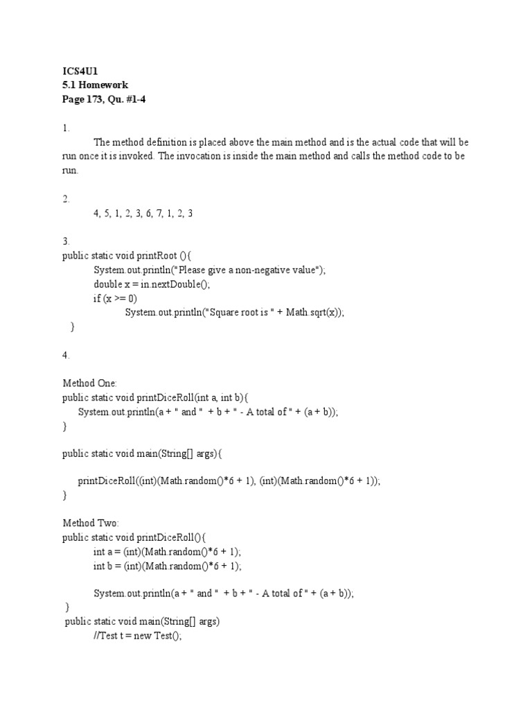 ICS4U1 - 5.1 Homework | PDF