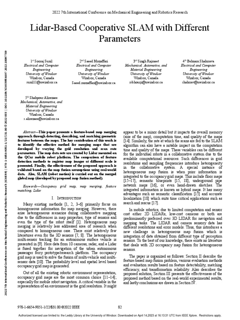 Lidar SLAM Map Merging Optimization | PDF | Lidar | Computing