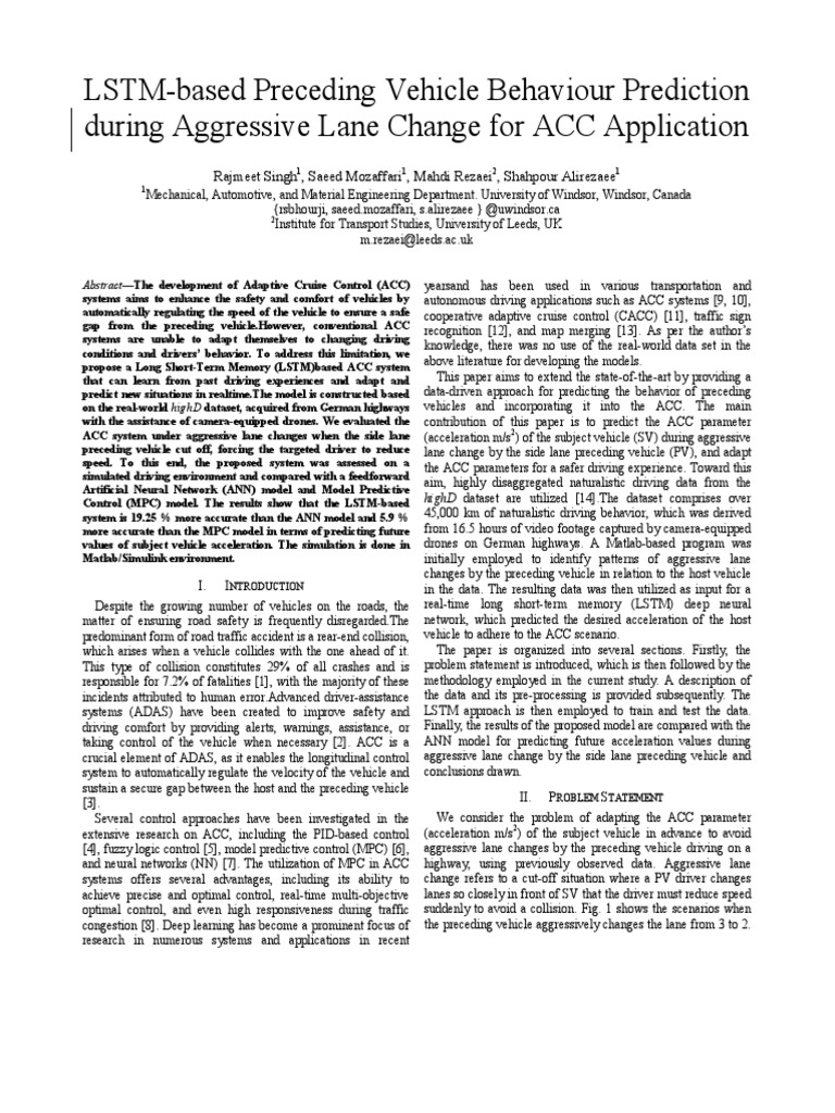 4.LSTM-based Preceding Vehicle Behaviour Prediction | PDF | Artificial ... 4.LSTM-based Preceding Vehicle Behaviour Prediction | PDF | Artificial ...