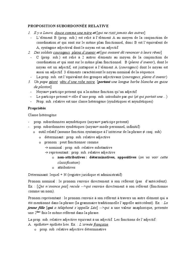 Propositions Subordonnées Relatives | PDF | Pronom | Clause