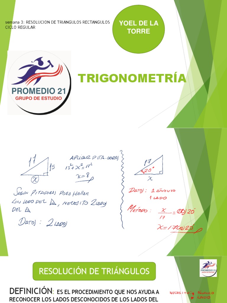 3 Semana Resolucion De Triangulos Rectangulos Pdf Triángulo