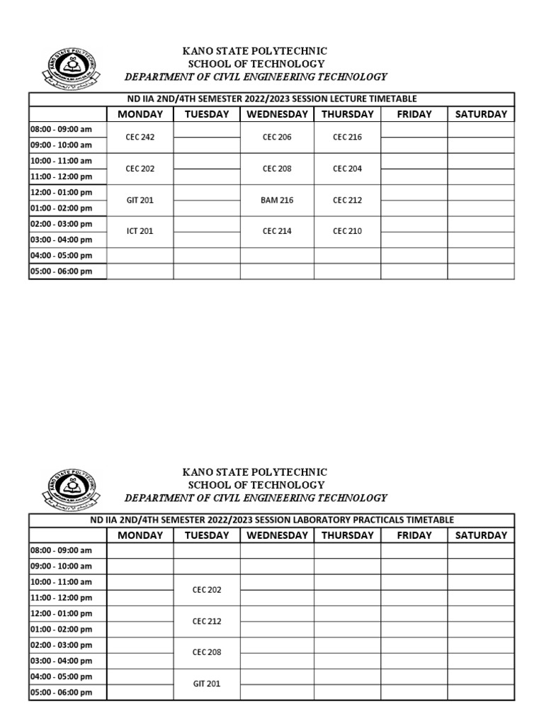 Updated Timetable | PDF | Academic Term | Schools