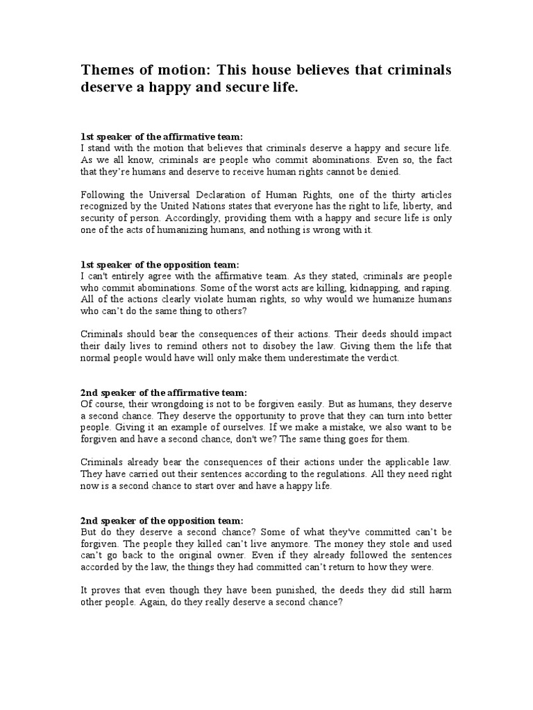 Debate Text | PDF | Crimes | Crime & Violence