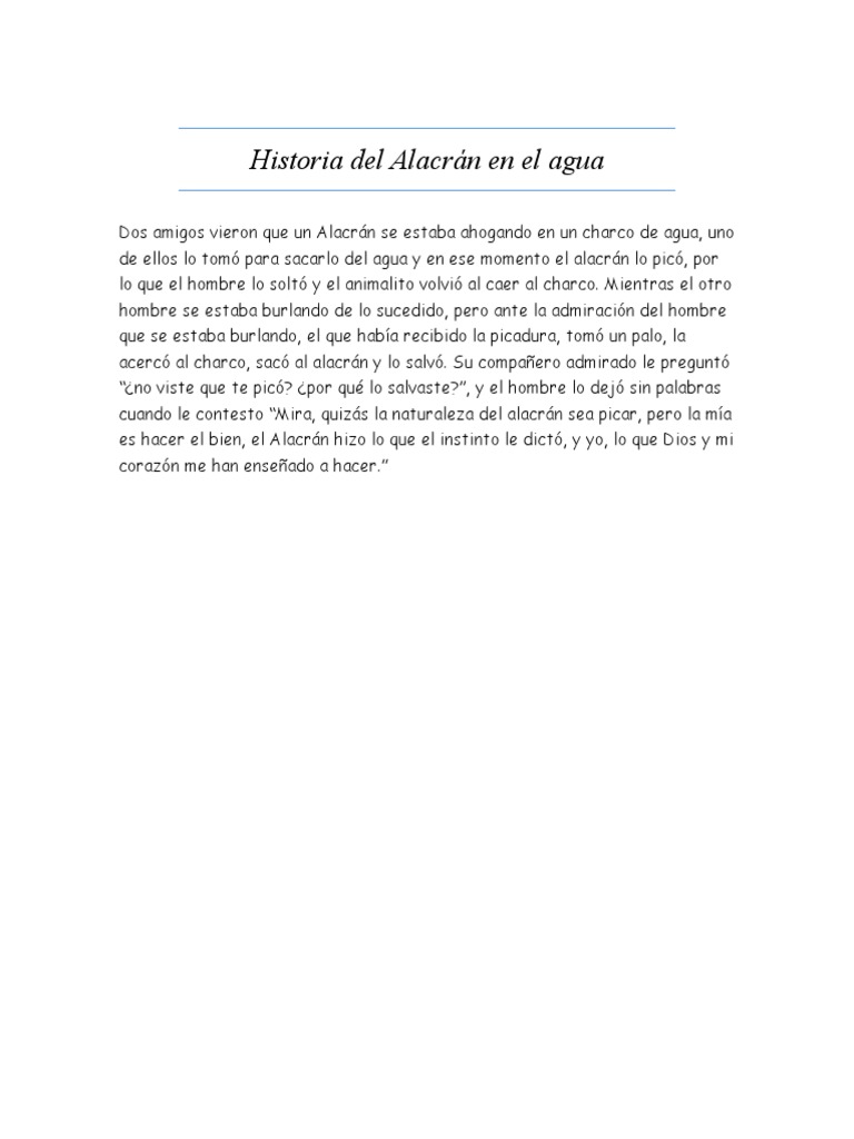 Historia Del Alacrán en El Agua | PDF