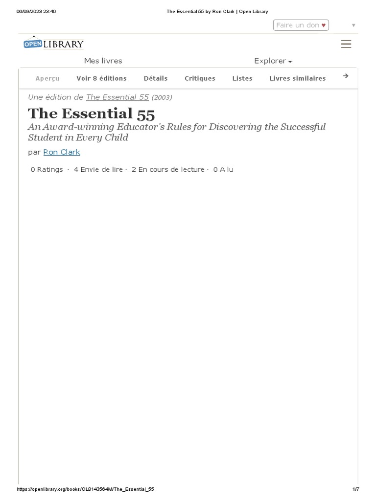 The Essential 55 by Ron Clark - Open Library | PDF | Publishing | Books