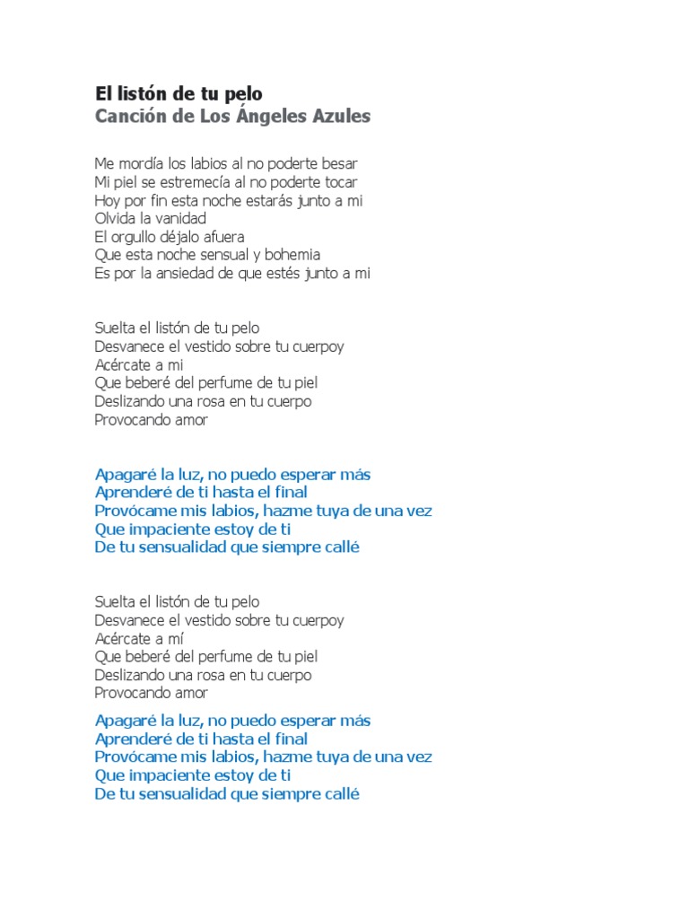 El Listón De Tu Pelo Letra Pdf Poesía
