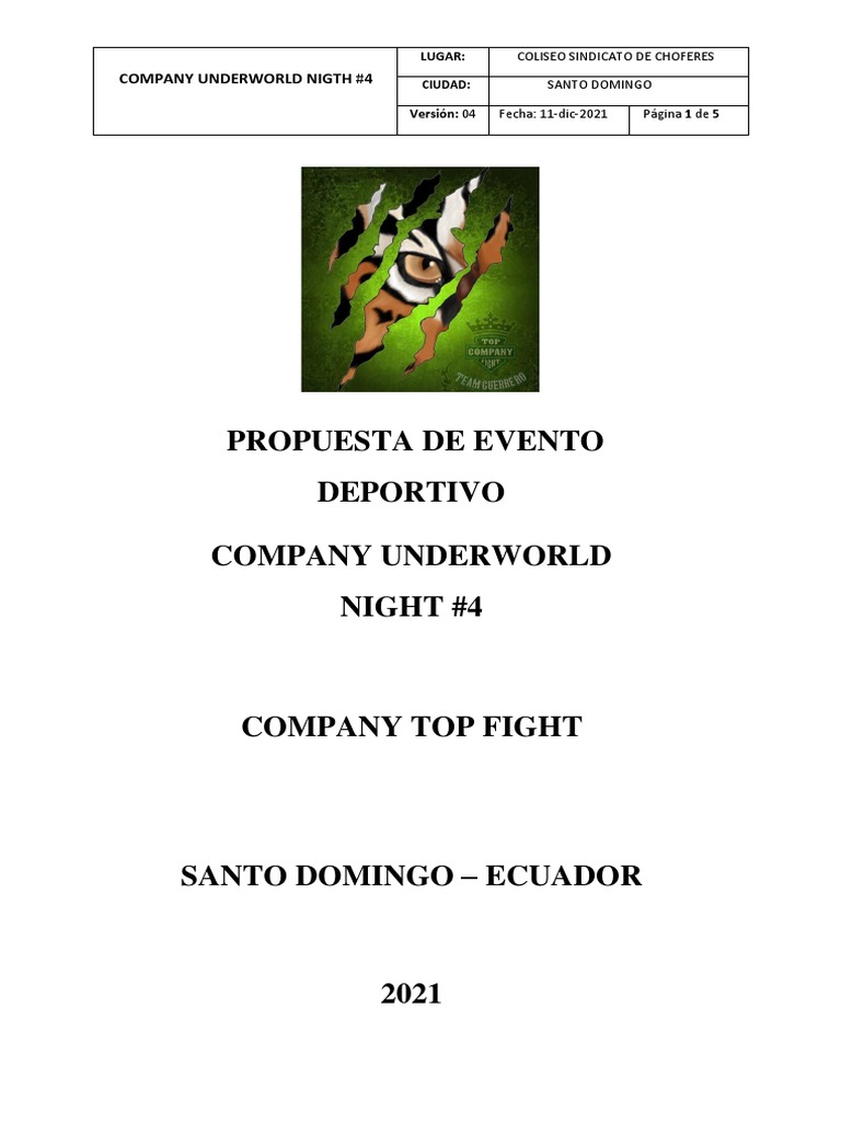 Propuesta Evento Deportivo Underworld Night | PDF