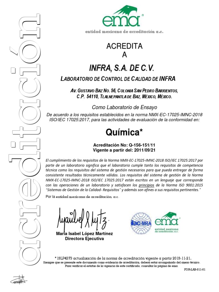 ISO 17025 2017 EMA Q Certificado Actualizado | PDF | Finanzas y dinero