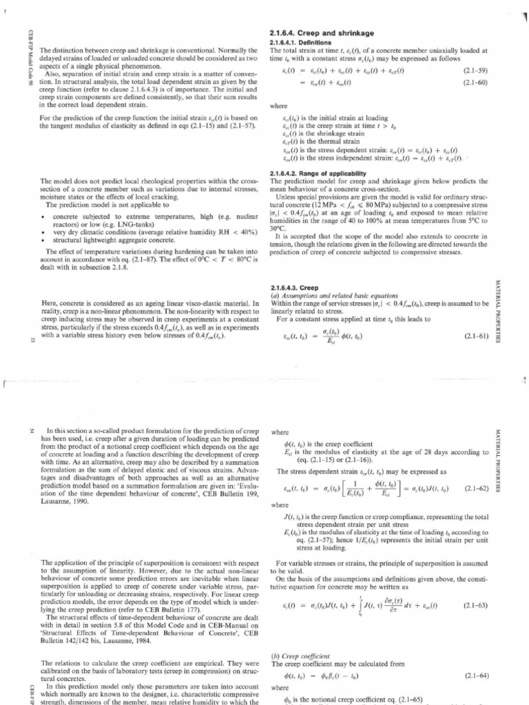 TP N°2 - Extracto CEB-FIP Model Code 1990 | PDF | Creep (Deformation ...