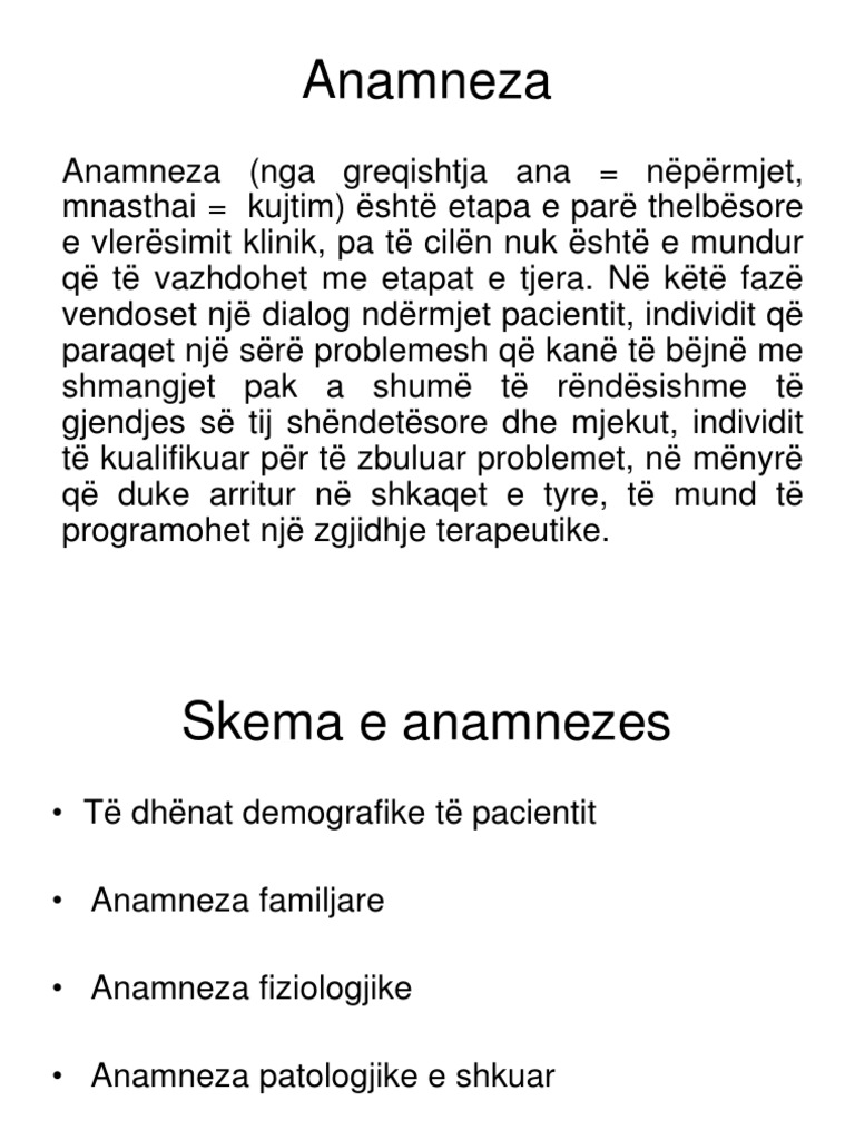 Leksioni 2 - Anamneza Dhe Ekzaminimi Objektiv I Pacientit Kirurgjik | PDF