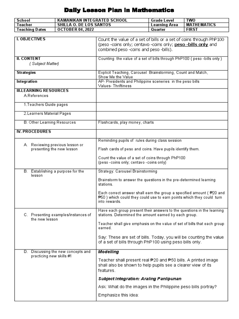 DLP-Counting The Value of A Set of Bills Through PhP100 (Peso - Bills ...