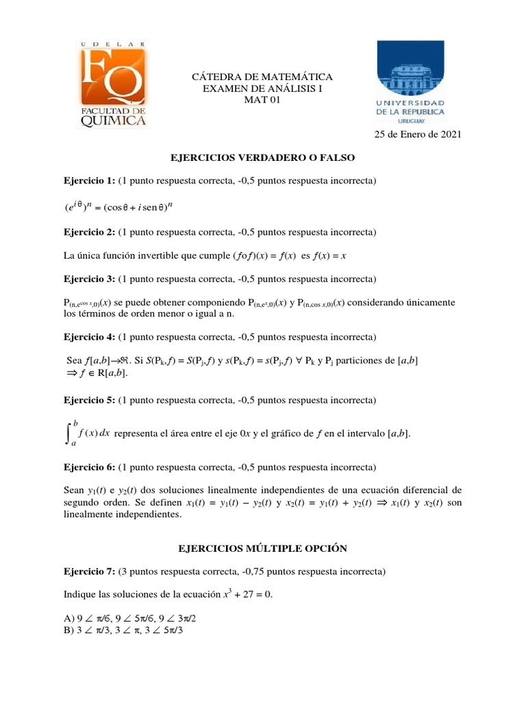 Mat 01 210125 | PDF | Ecuaciones | Matemática Elemental