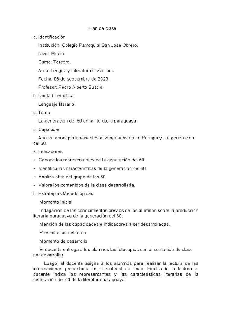 Plan de Clase Nro 15 | PDF | Comunicación humana