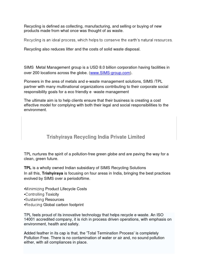 E-Waste and Sustainable Packaging Solutions | PDF | Recycling ...