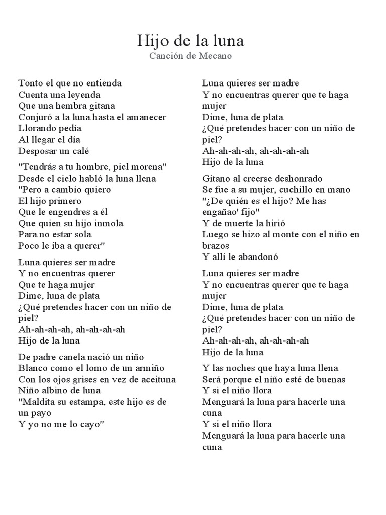 Hijo de La Luna - Mecano | PDF