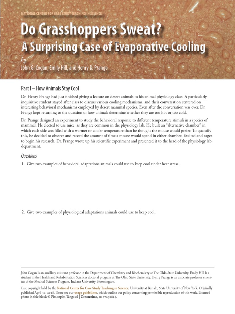 Chanel Dvoran - Grasshopper Case Study | Download Free PDF | Thermoregulation | Evaporation